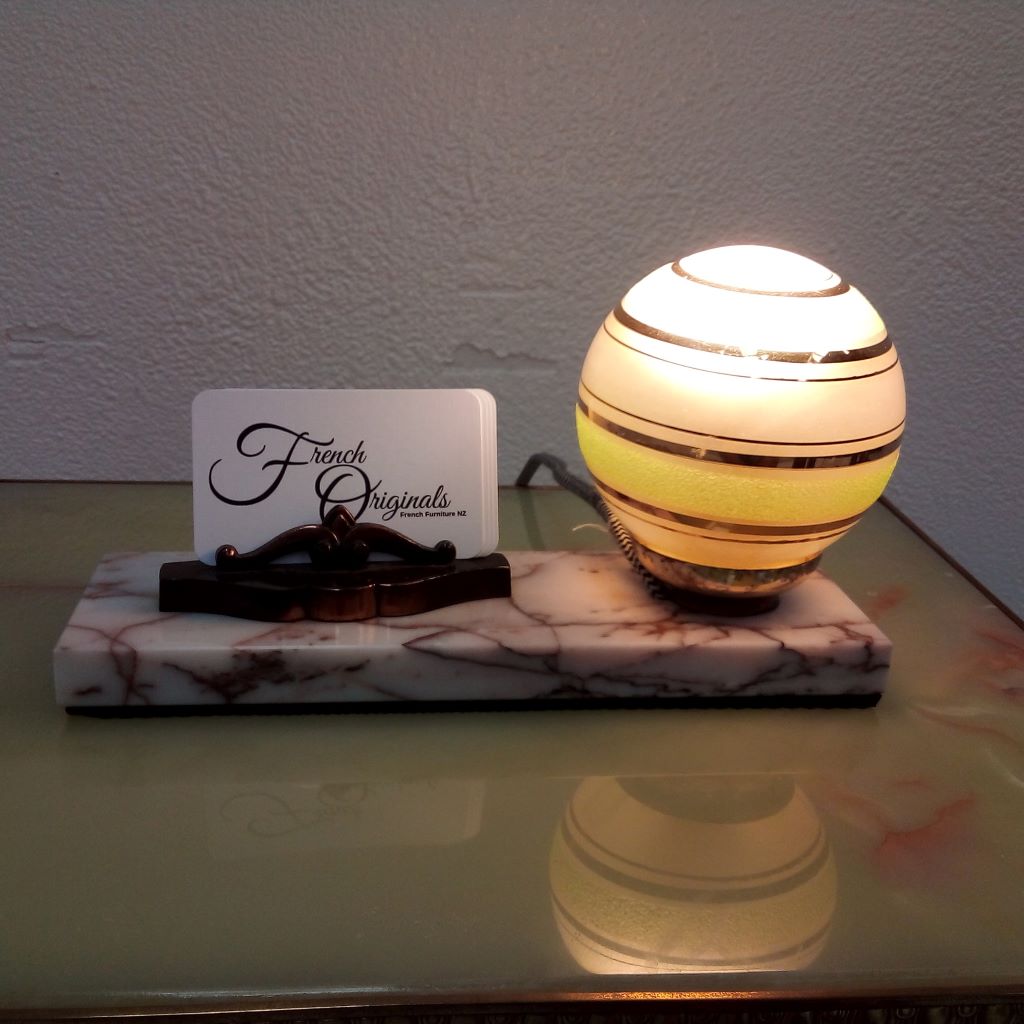 Art Deco Lamp and Card Holder. – French Originals