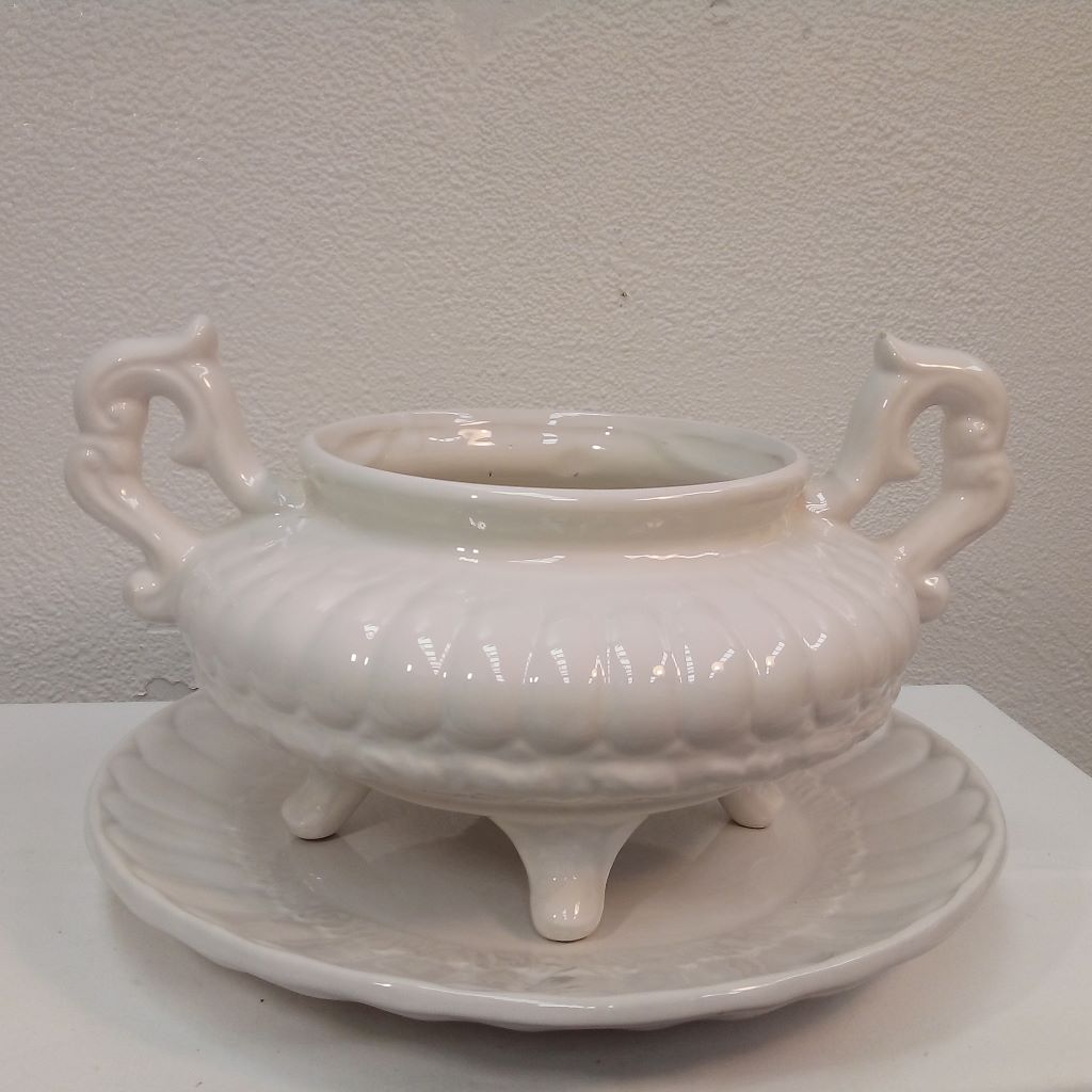 Large White Glazed Ceramic Tureen. – French Originals